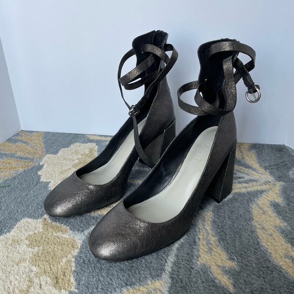 1. State | Shoes | State Metallic Pewter Block Ankle Straps Heel Size 8 ...